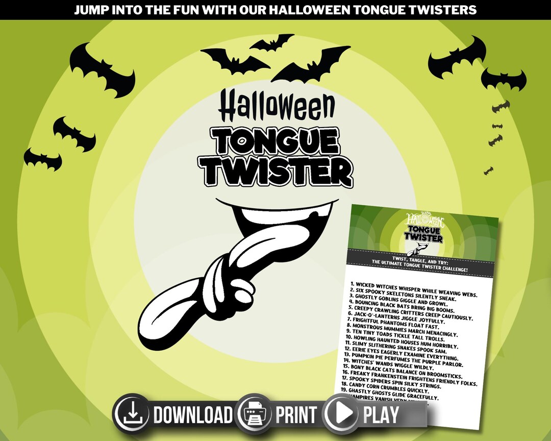 Halloween Tongue Twisters Printable | Spooky Fun Game | Family or Party ...