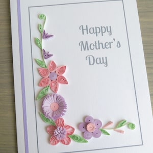 Quilled Mother's Day Card, Paper Quilling Flowers, Handmade - Etsy