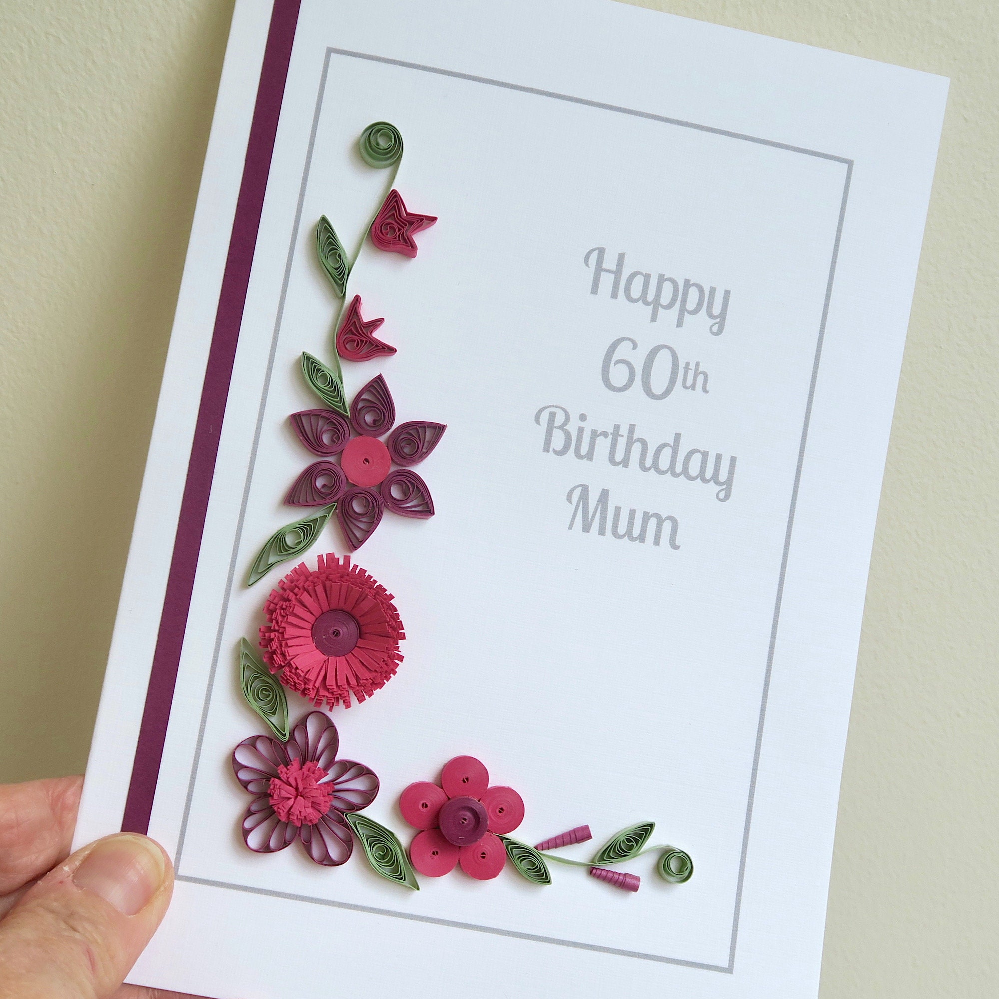 Personalised 60th Birthday Card, for Any Age and Name, With Quilled ...