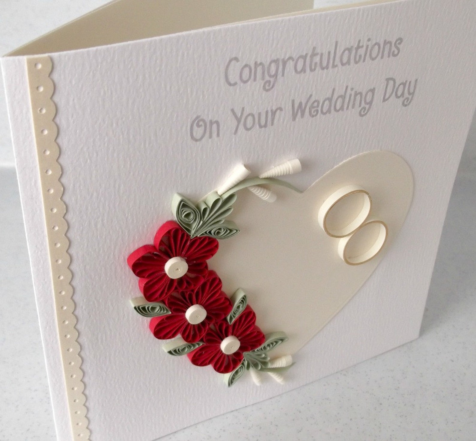 Quilled Wedding Congratulations Card - Etsy