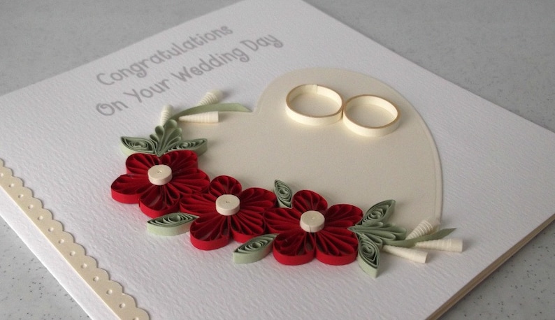 Quilled Wedding Congratulations Card - Etsy