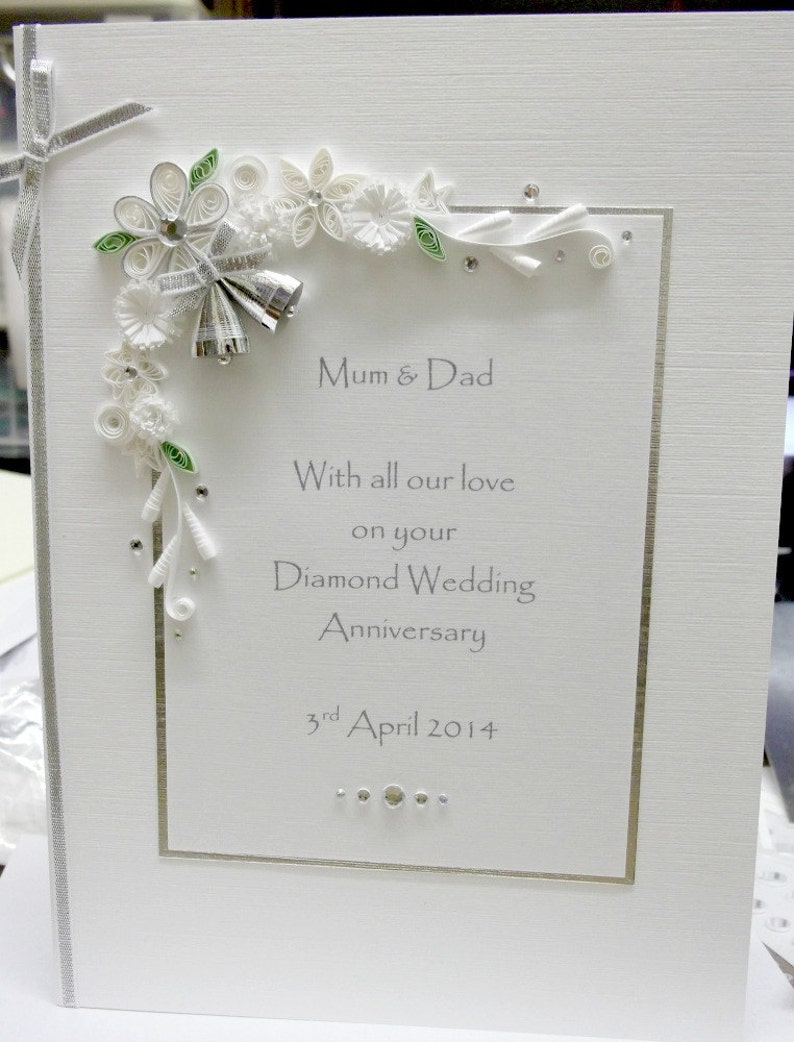60th Diamond Wedding Anniversary Card Personalised Handmade Etsy