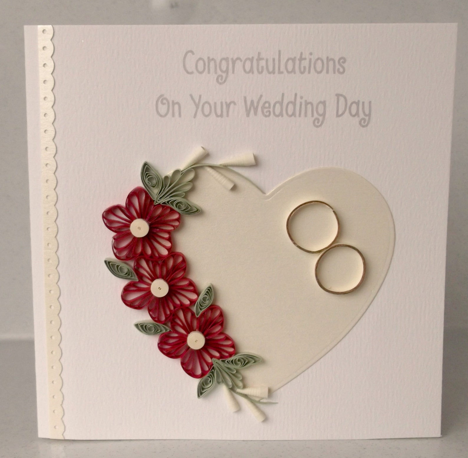 Quilled Wedding Congratulations Card - Etsy