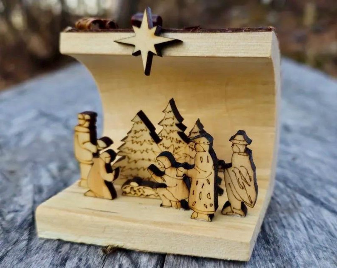 Alaska Wood Nativity Scene - Etsy