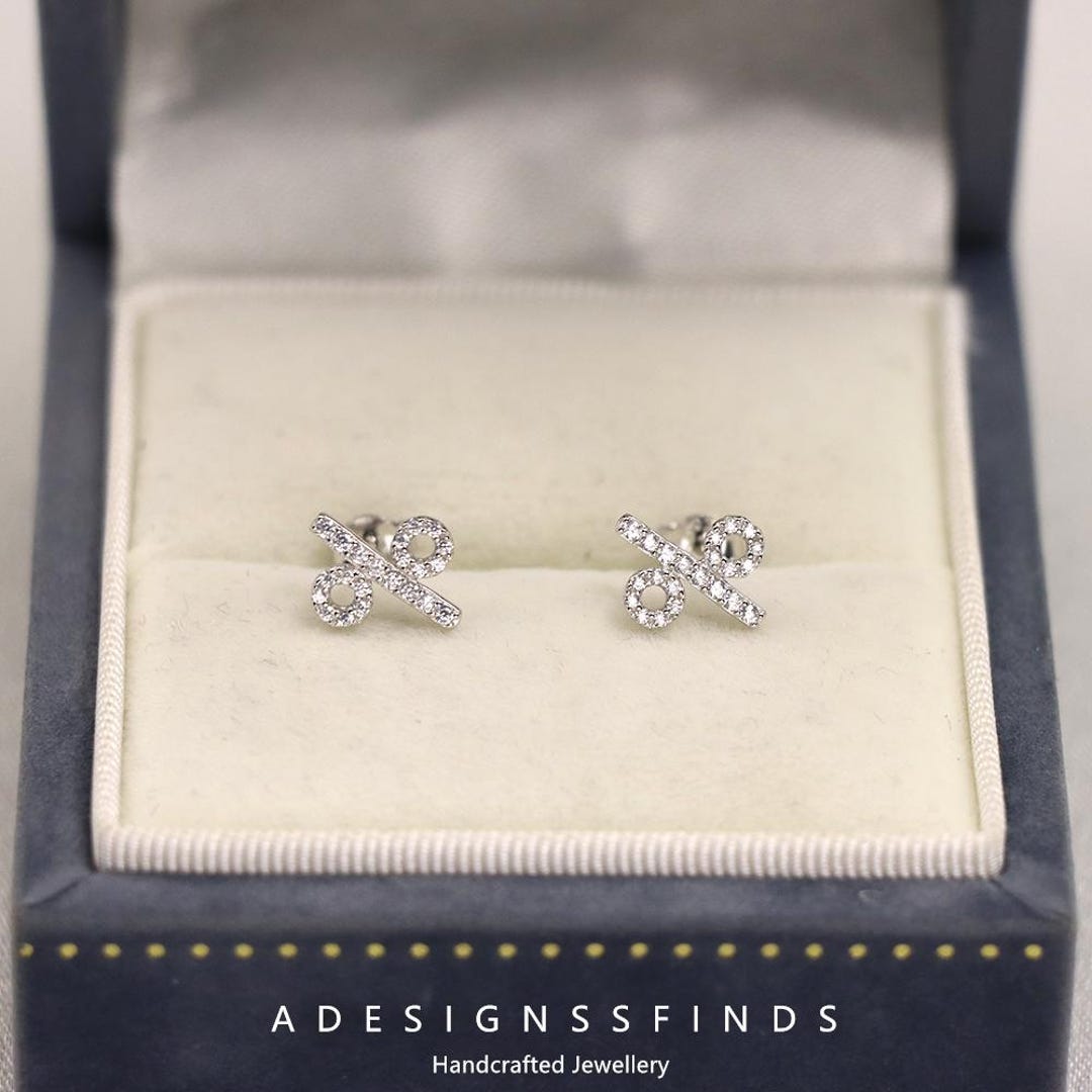 S925 Sterling Silver Percentage Sign Stud Earrings for Women, Micro ...