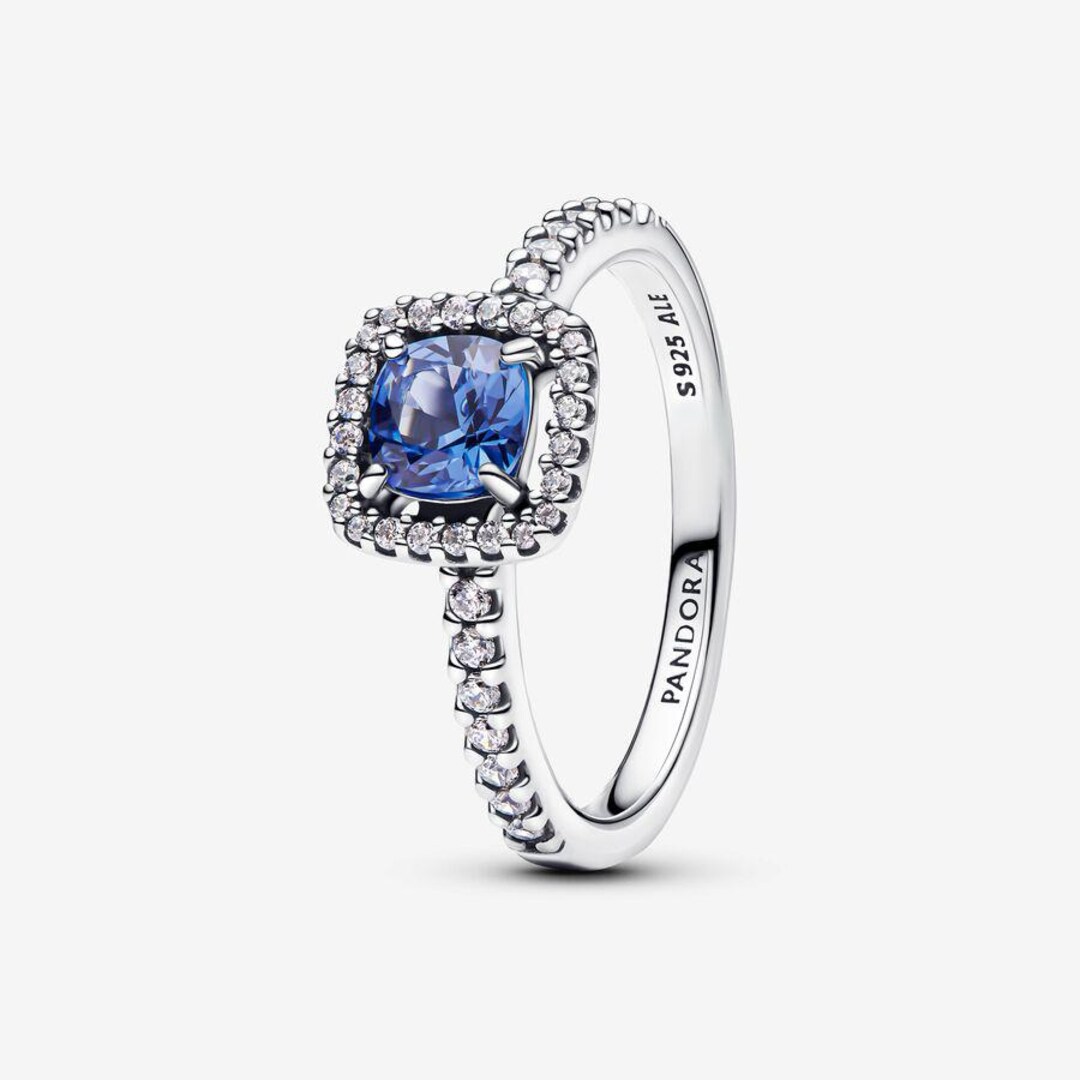 Pandora Sparkling Square Blue Halo Ring - Etsy