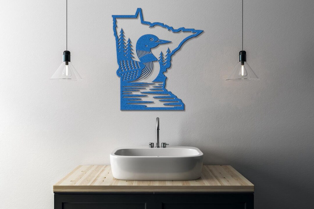 Minnesota Metal Wall Art: Rustic State Outline Sign for Cabin, Lake ...