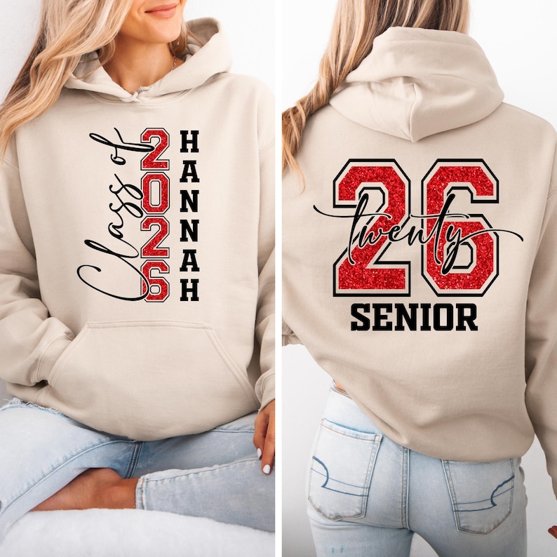 Custom Senior 2026 Hoodie, Personalized Senior Sweatshirt, Class of ...