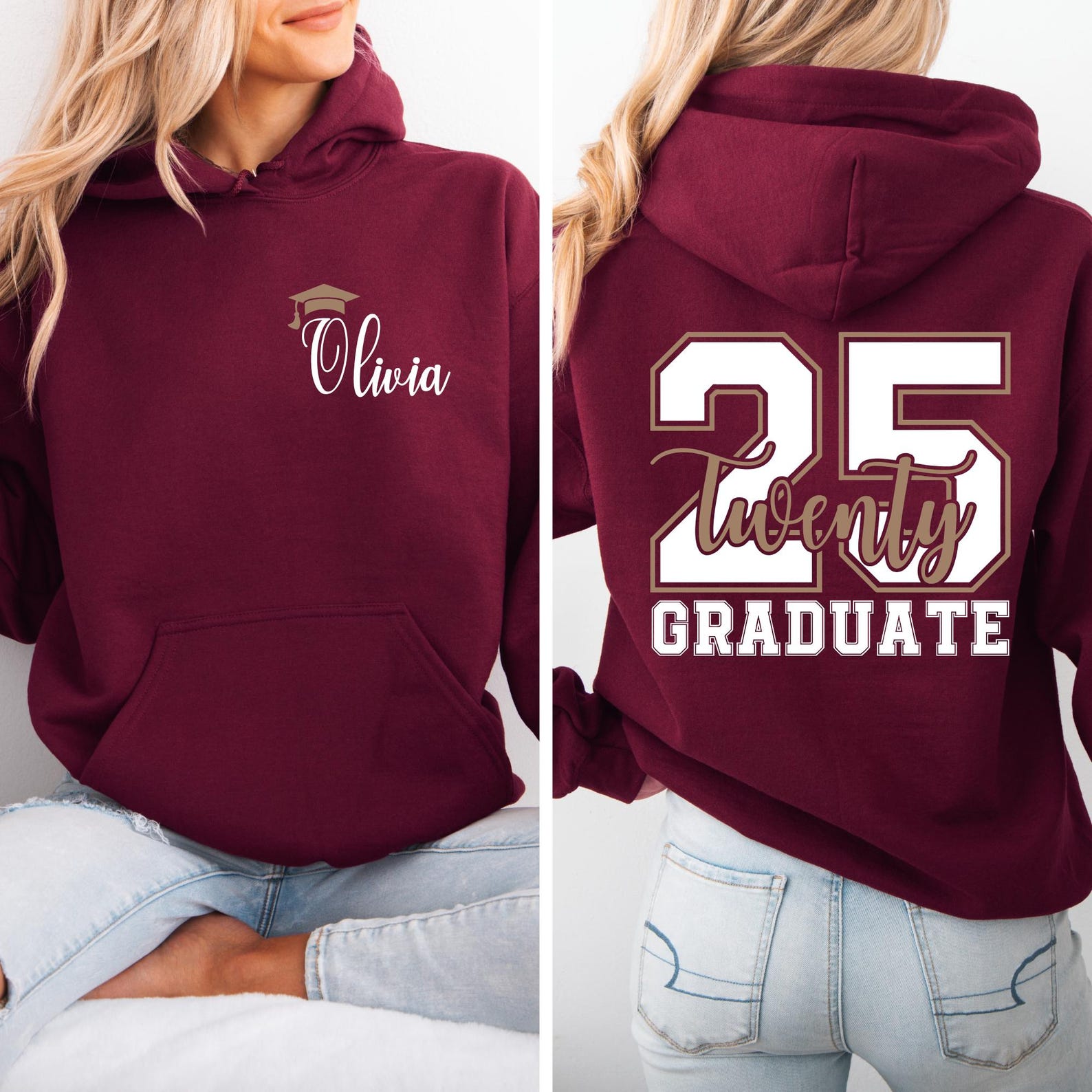 Custom Graduation 2025 Sweatshirt, College Senior Hoodie, Class of 2025 ...