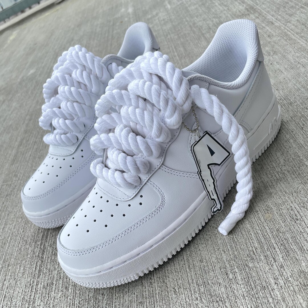 Air Force 1 Custom White With Chunky AF1 Rope Laces and Hangtag | Free and Fast Shipping - Etsy