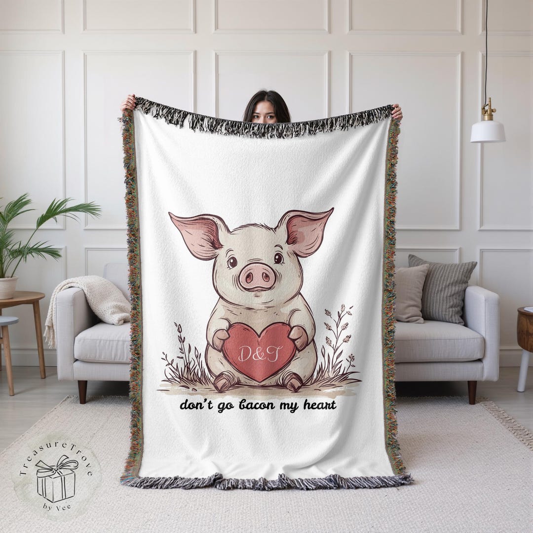 CUSTOM Piglet Decor Woven Blanket | Personalized Cotton Blanket Throw ...