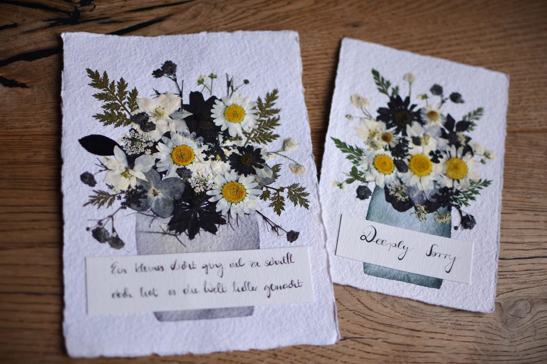 Personalized Condolence Card With Real Pressed Flowers & Watercolor ...