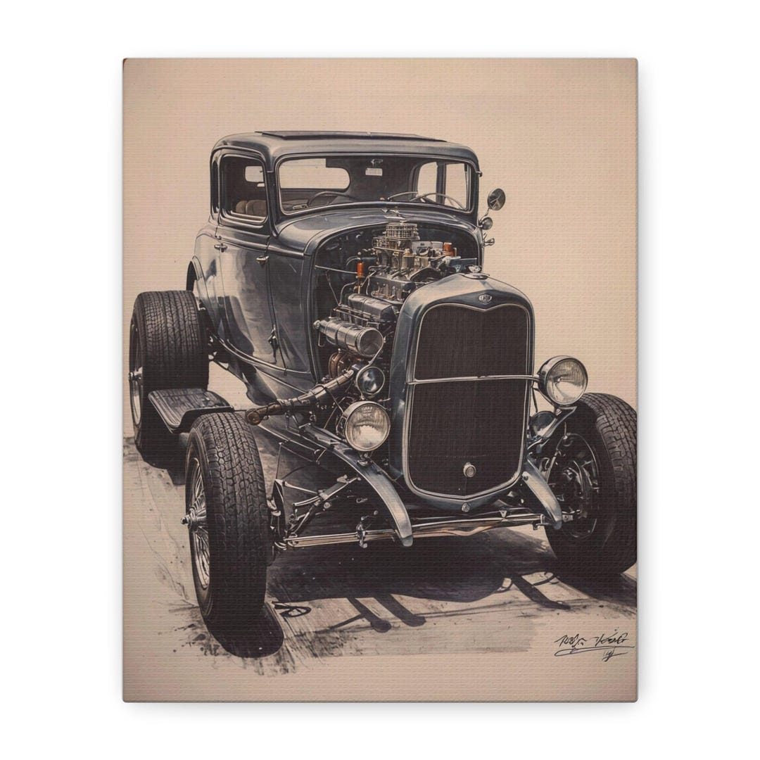 Vintage Canvas Wall Art 1932 Ford V8 - Etsy