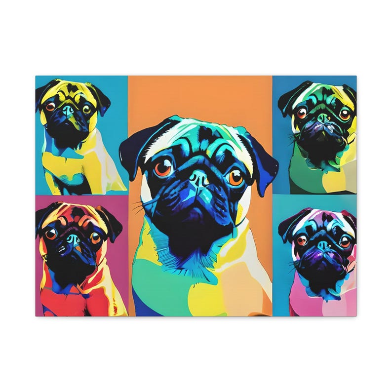Pop Art Pug Dog Pug Canvas Wall Art - Etsy
