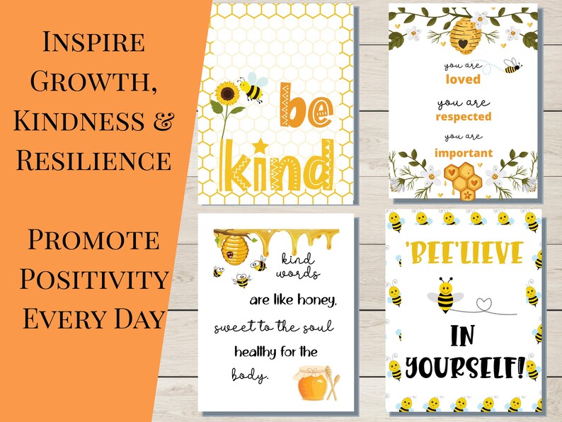 Classroom Posters | Motivational Posters | Bee Theme Growth Mindset ...