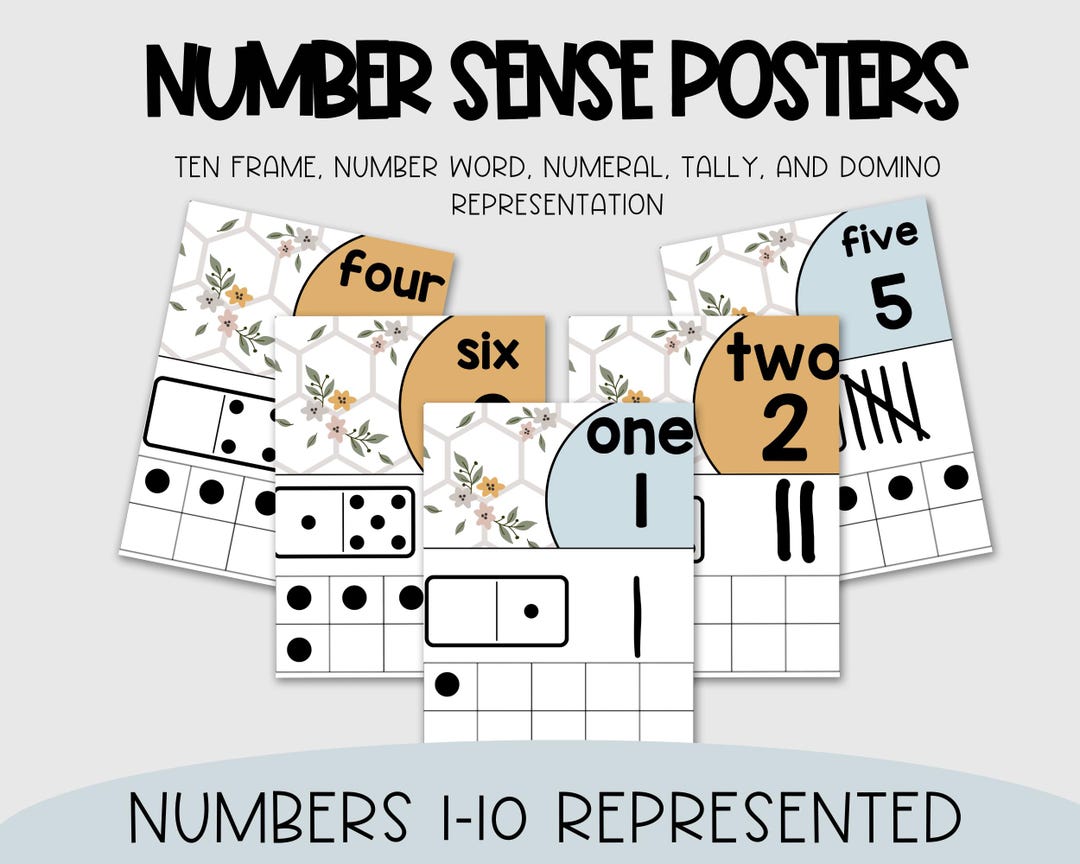 Number Sense Posters 1-10 | Number Recognition & Representation Charts ...