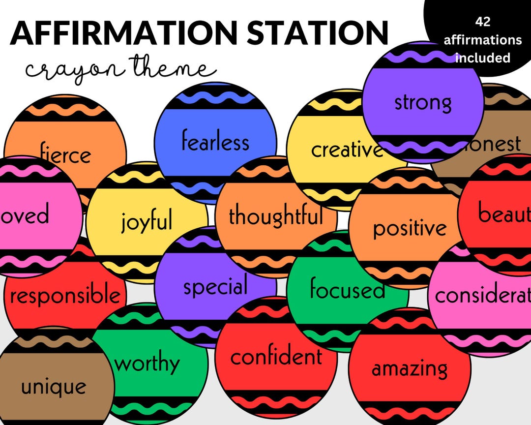 Crayon-themed Affirmation Station | Printable Classroom Decor | Growth ...