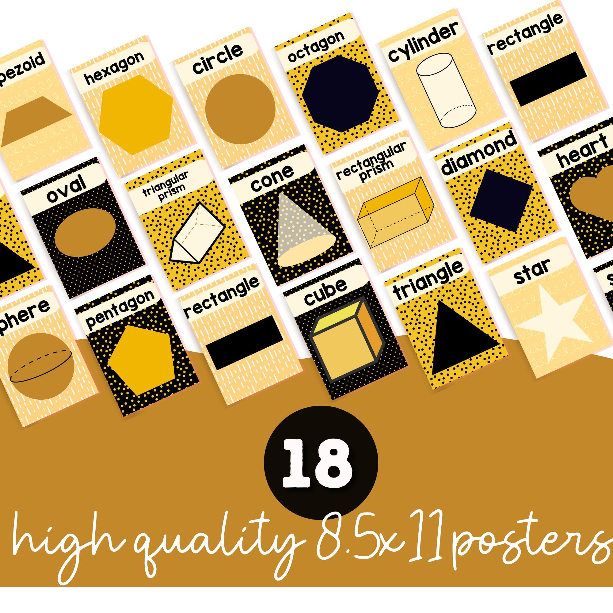 Classroom Posters | 2D and 3D Shapes | Bee Theme Classrooms | Geometry ...