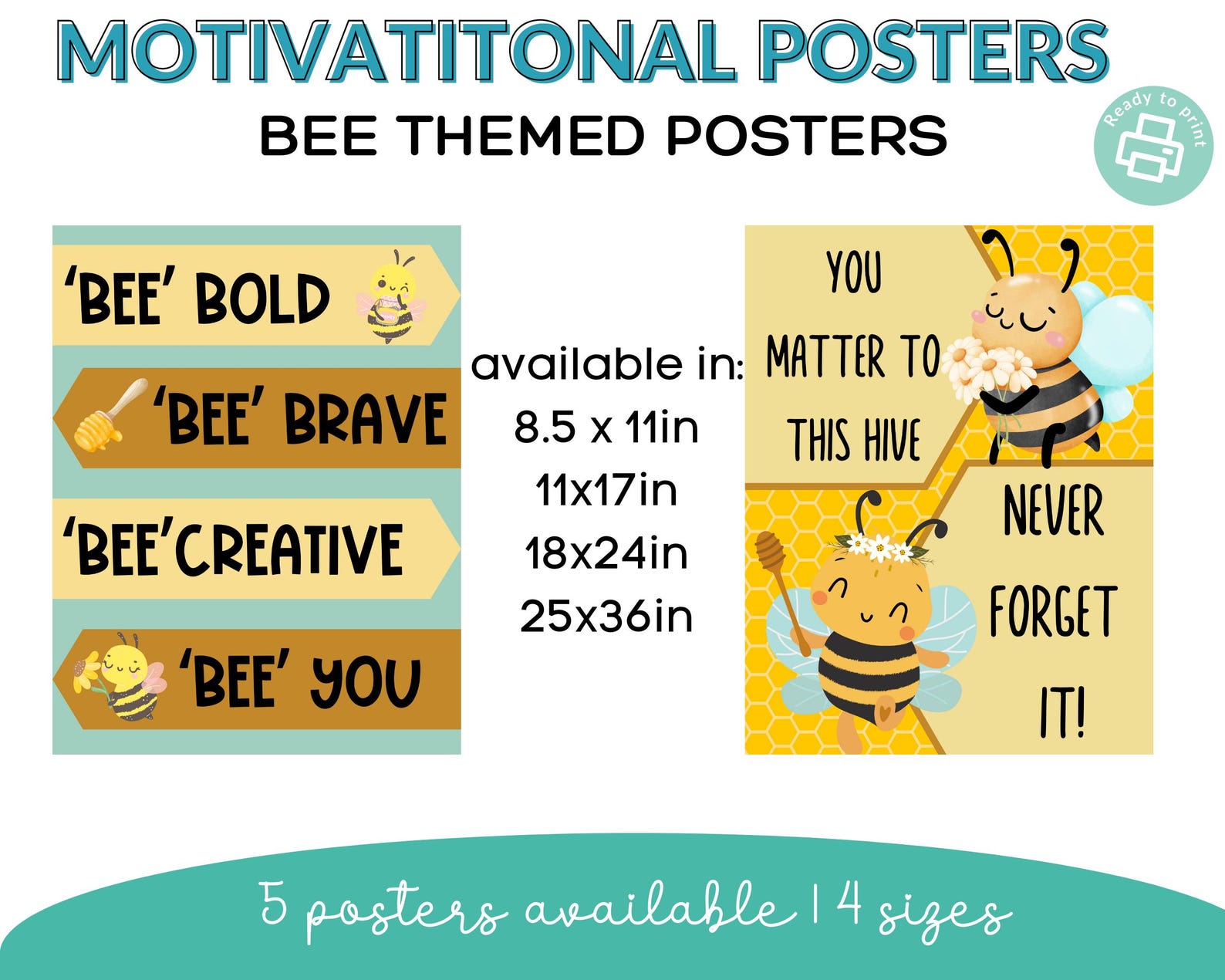 Bee-themed Motivational Posters | Growth Mindset Classroom Decor ...