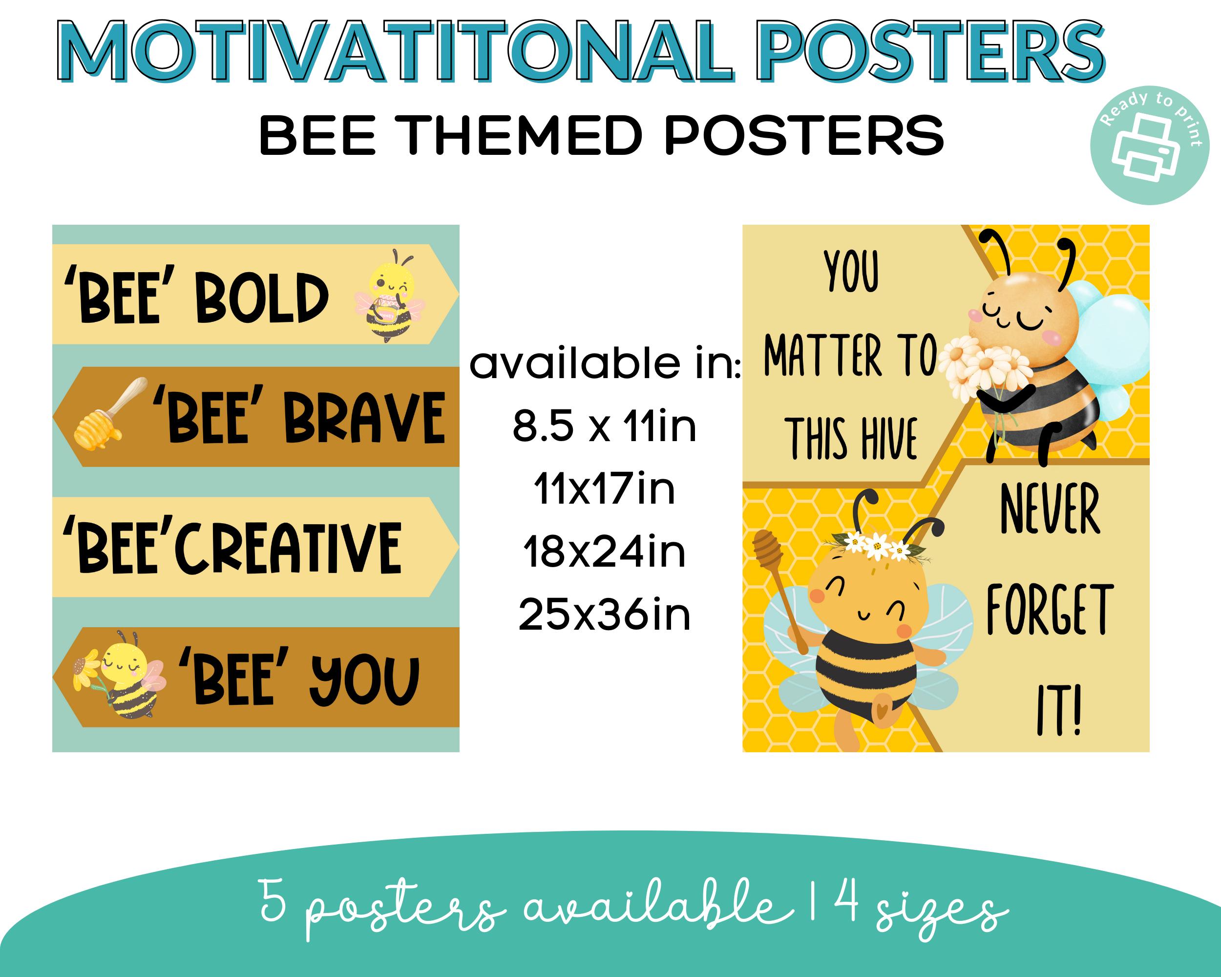 Bee-themed Motivational Posters | Growth Mindset Classroom Decor ...