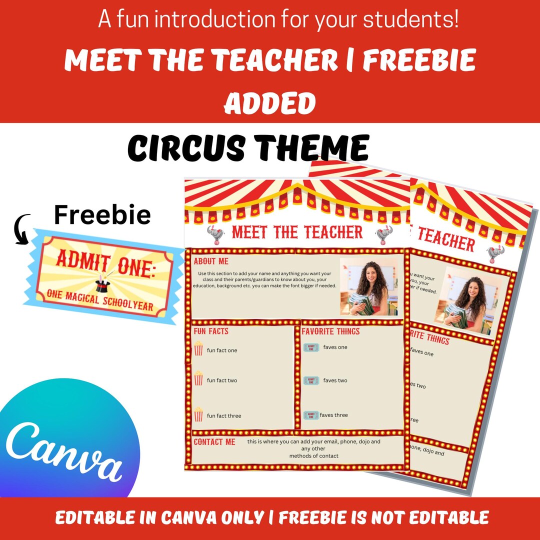 Circus-themed Editable Meet the Teacher Template for Open House | Back ...