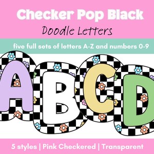 Checkered Daisy Bulletin Board Letters A-Z 0-9 PNG | Checkerboard ...