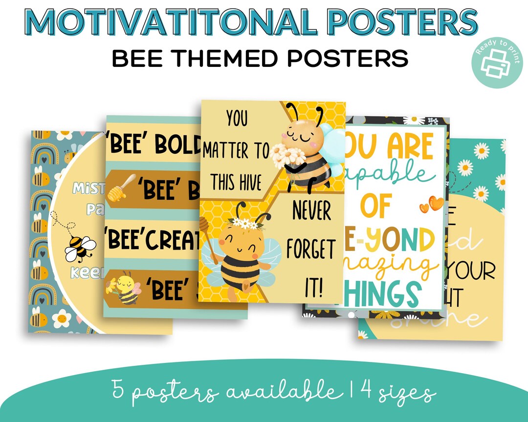 Bee-themed Motivational Posters | Growth Mindset Classroom Decor ...