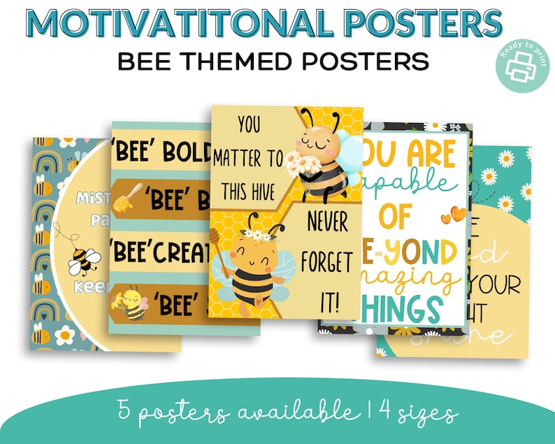 Bee-themed Motivational Posters | Growth Mindset Classroom Decor ...