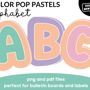 Color Pop Pastel Alphabet | Bulletin Board Letters | Classroom Decor - Etsy