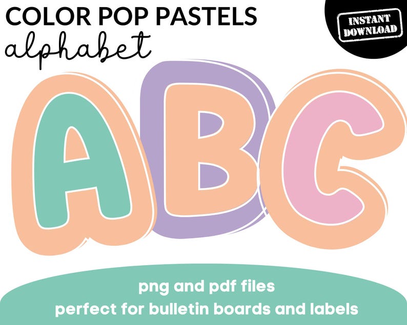 Color Pop Pastel Alphabet | Bulletin Board Letters | Classroom Decor - Etsy