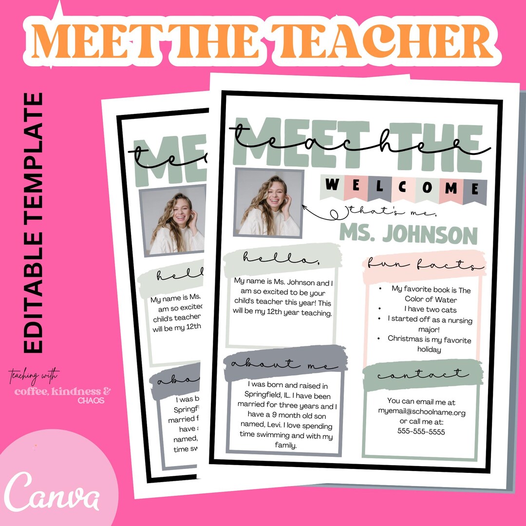 Warm Color | Minimalist Meet the Teacher| Editable Template | Canva ...