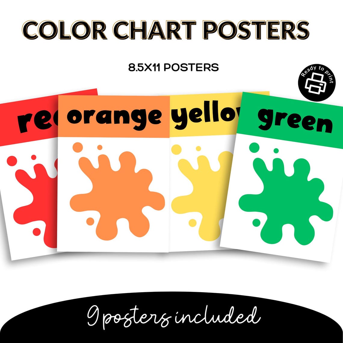 Printable Color Posters | Kindergarten Color Chart | Classroom Decor - Etsy