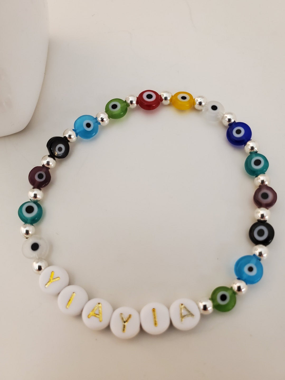 Sterling Silver Yiayia Stretch Beaded Bracelet - Etsy