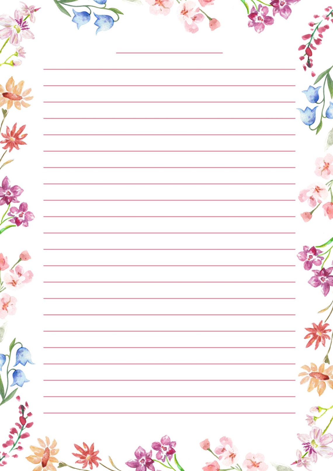 Floral Letter Writing Paper - Etsy