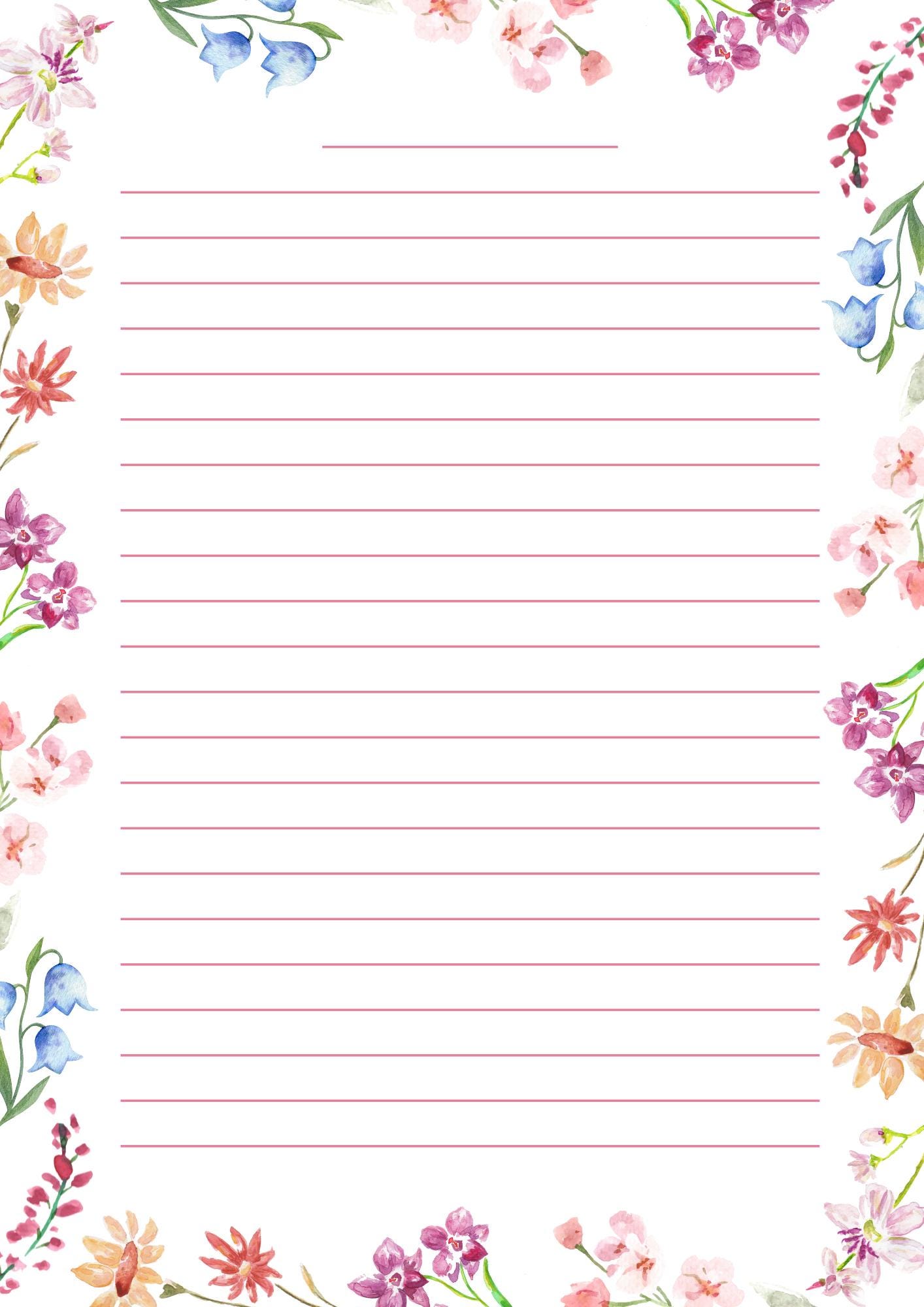 Floral Letter Writing Paper - Etsy