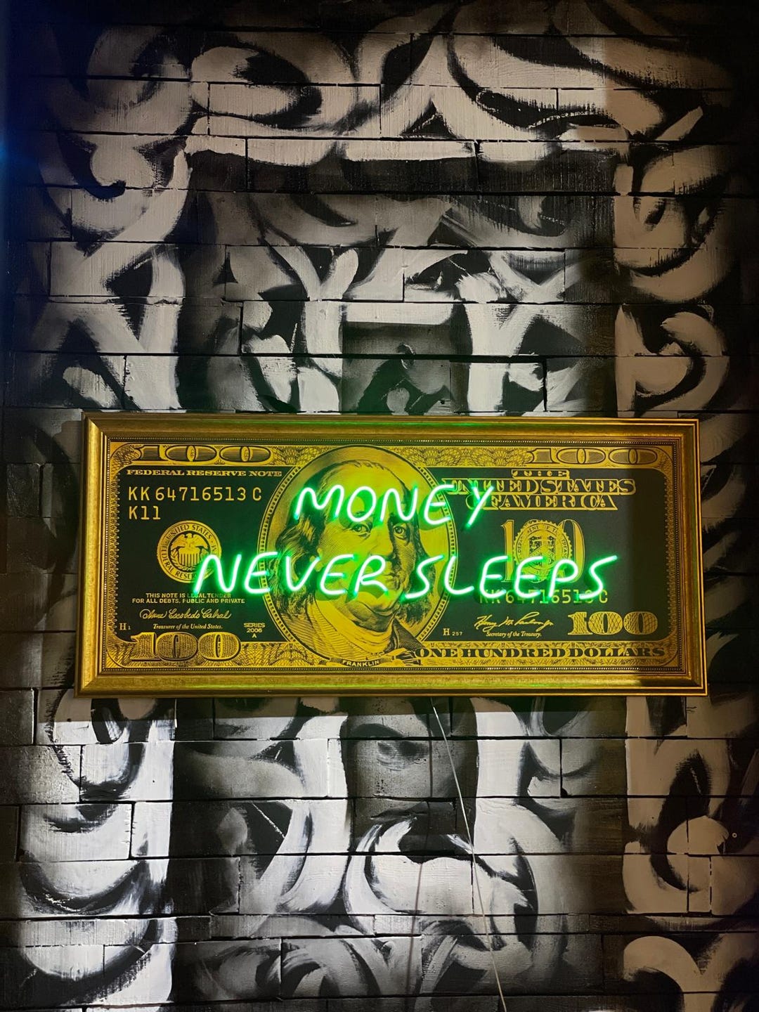 Money Never Sleeps Neon Sign , Christmas Gift , Wooden Table Neon Sign ...