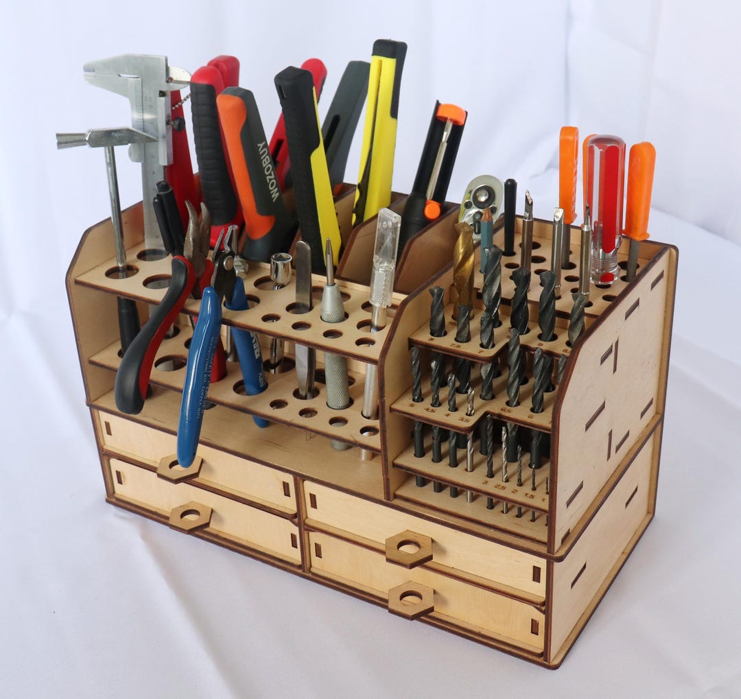 Tool Rack Plywood, Tool Storage Rack, Handcrafted Wooden Tool Holder ...