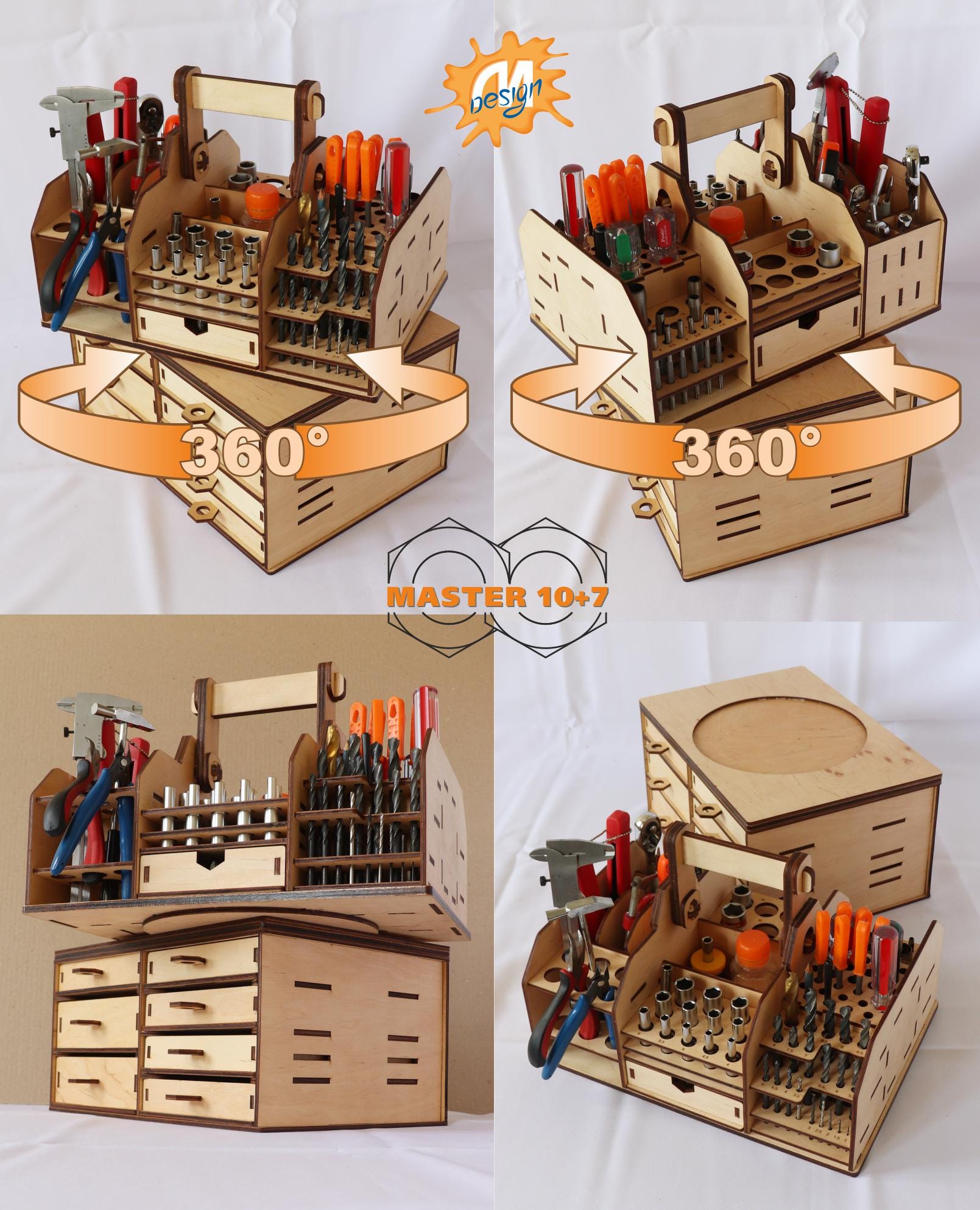 Tool Rack Plywood, Tool Storage Rack, Handcrafted Wooden Tool Holder ...