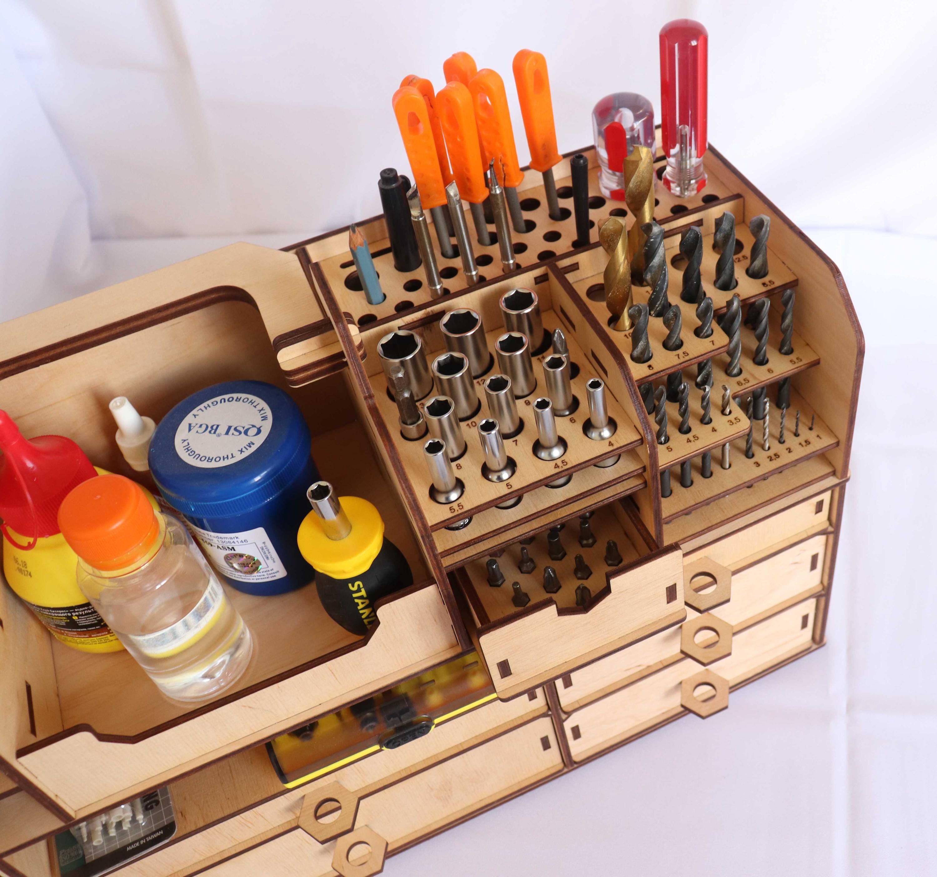 Tool Rack Plywood, Tool Storage Rack, Handcrafted Wooden Tool Holder ...