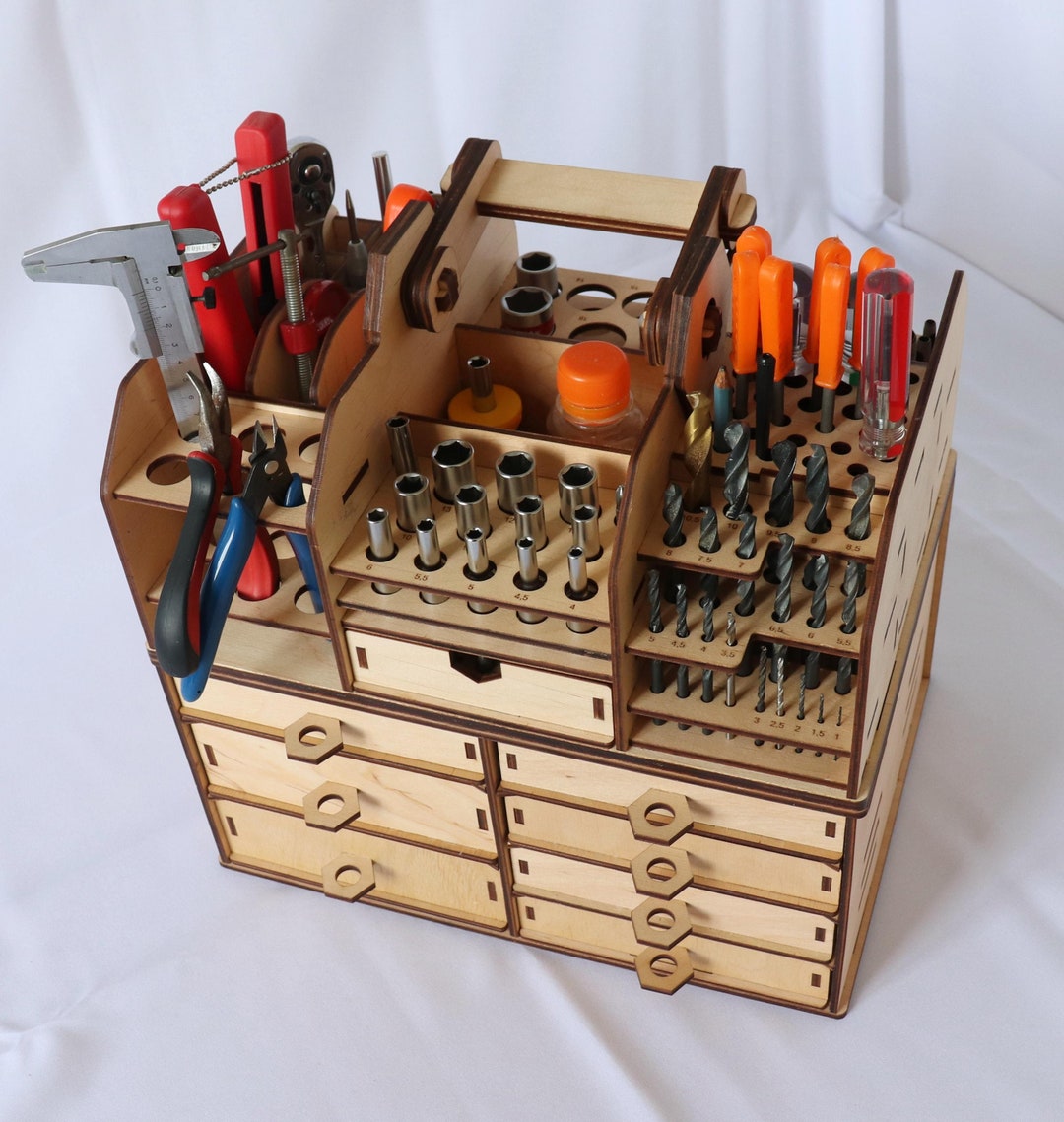 Tool Rack Plywood, Tool Storage Rack, Handcrafted Wooden Tool Holder ...