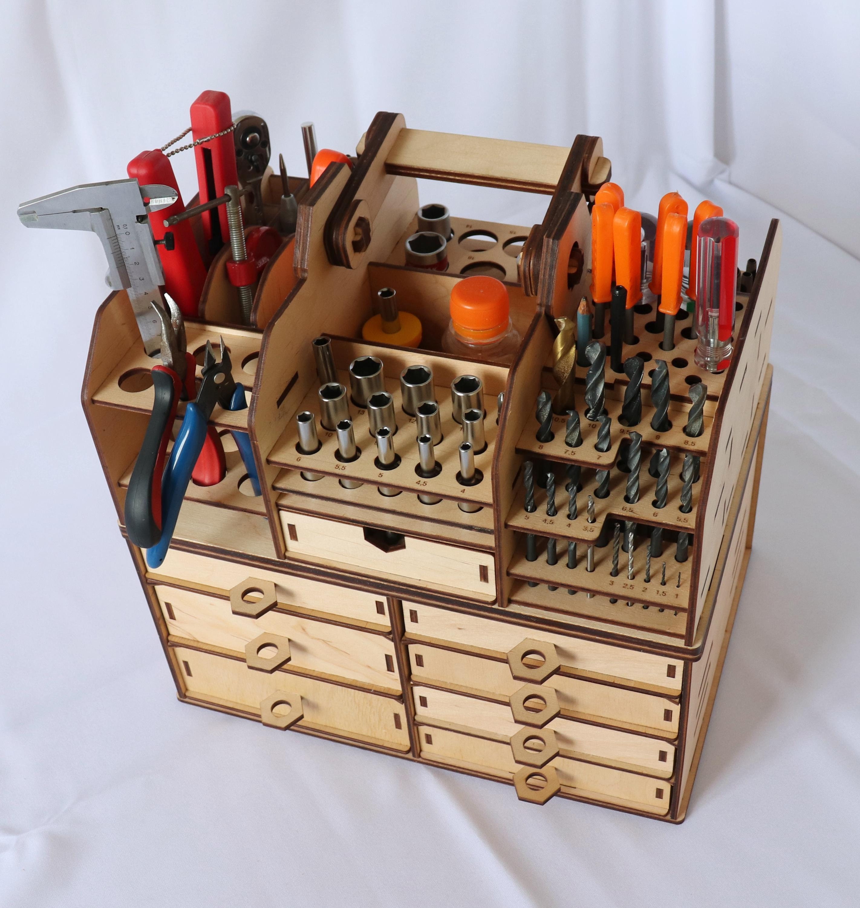 Tool Rack Plywood, Tool Storage Rack, Handcrafted Wooden Tool Holder ...