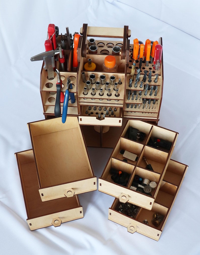 Tool Rack Plywood, Tool Storage Rack, Handcrafted Wooden Tool Holder ...