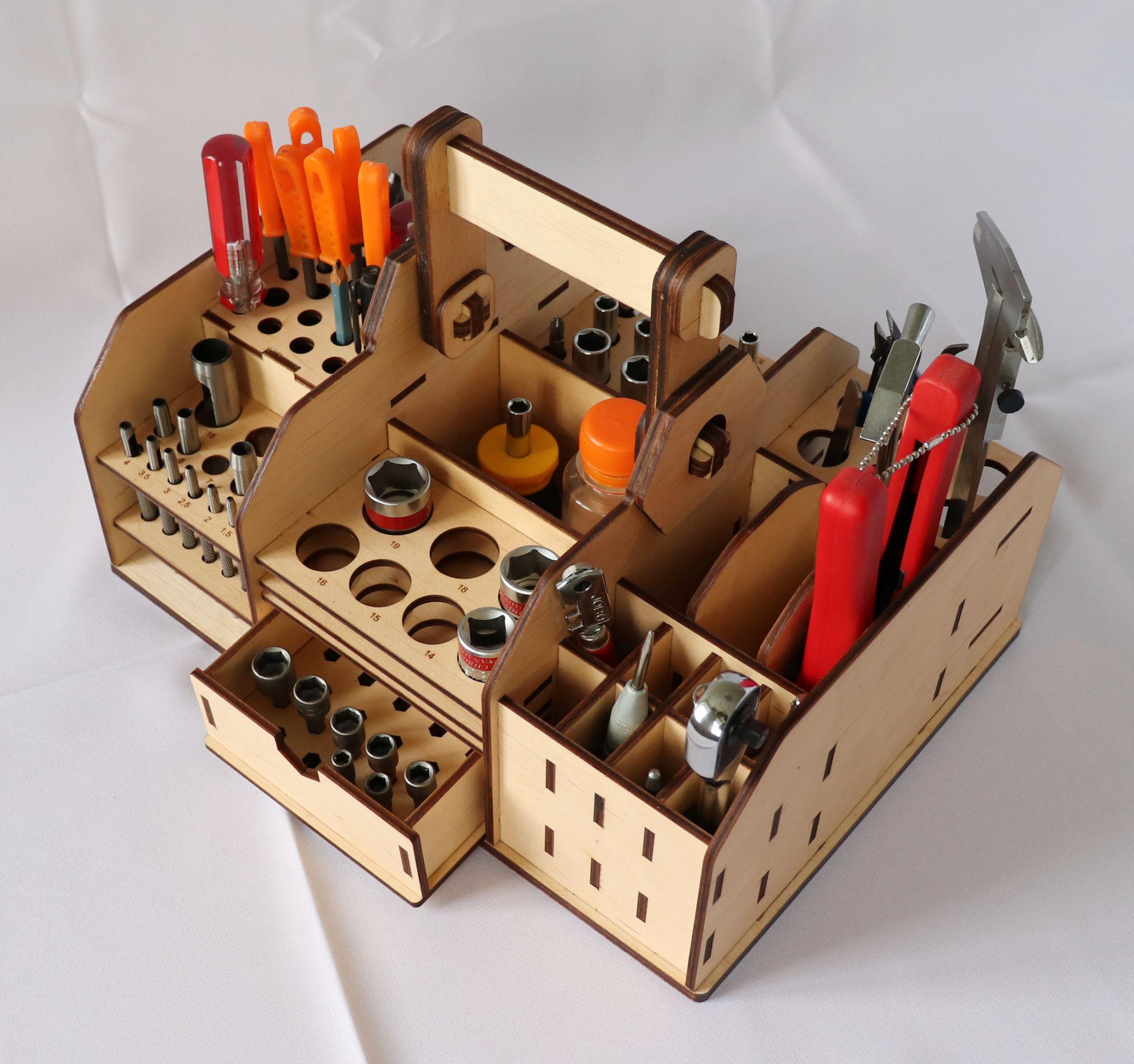 Tool Rack Plywood, Tool Storage Rack, Handcrafted Wooden Tool Holder ...