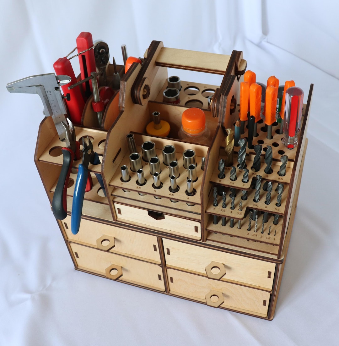 Tool Rack Plywood, Tool Storage Rack, Handcrafted Wooden Tool Holder ...
