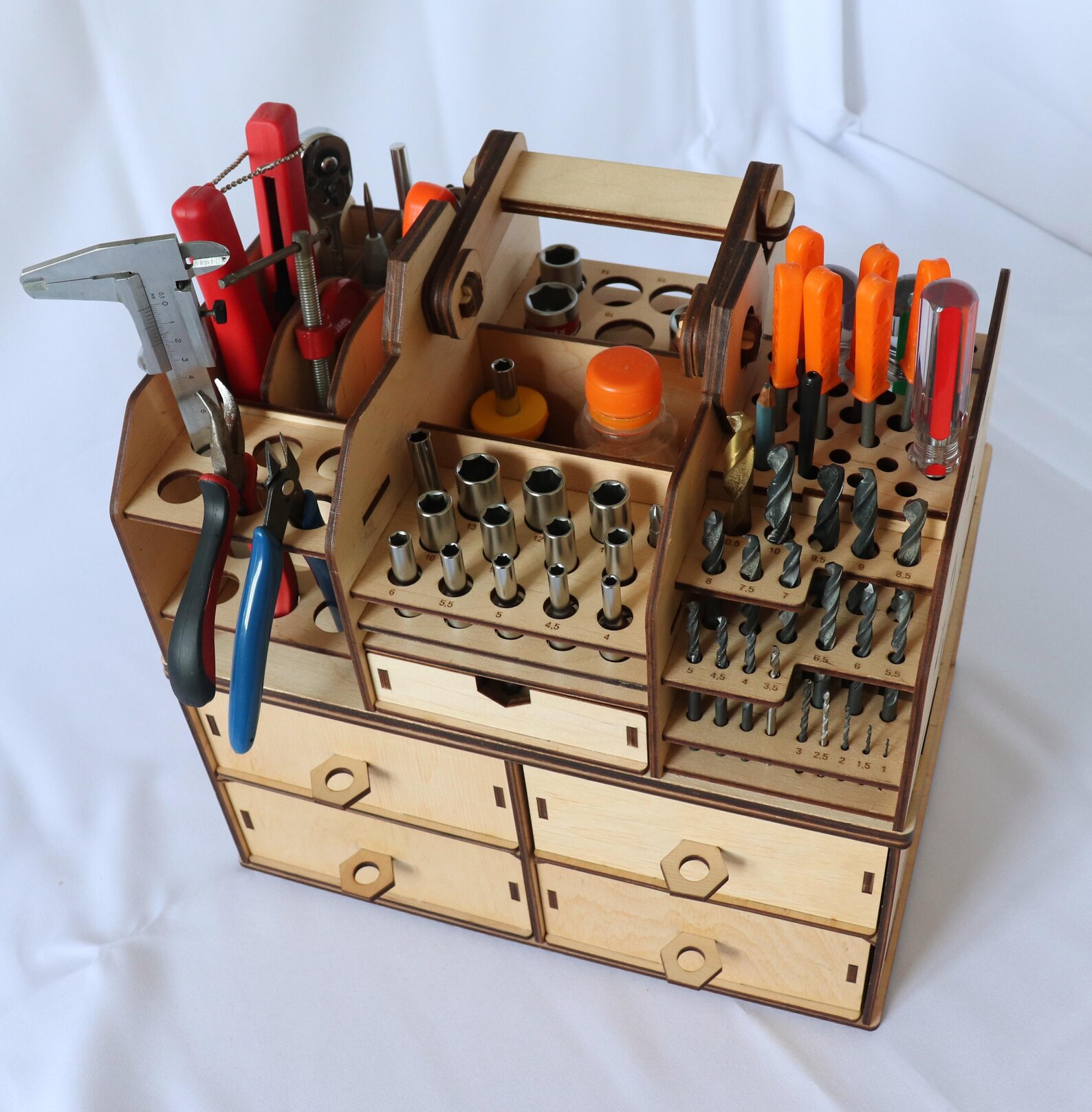 Tool Rack Plywood, Tool Storage Rack, Handcrafted Wooden Tool Holder ...