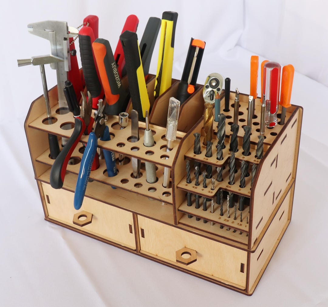 Tool Rack Plywood, Tool Storage Rack, Handcrafted Wooden Tool Holder ...
