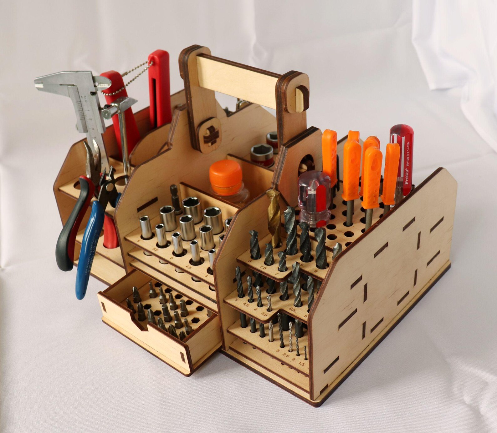 Tool Rack Plywood, Tool Storage Rack, Handcrafted Wooden Tool Holder ...