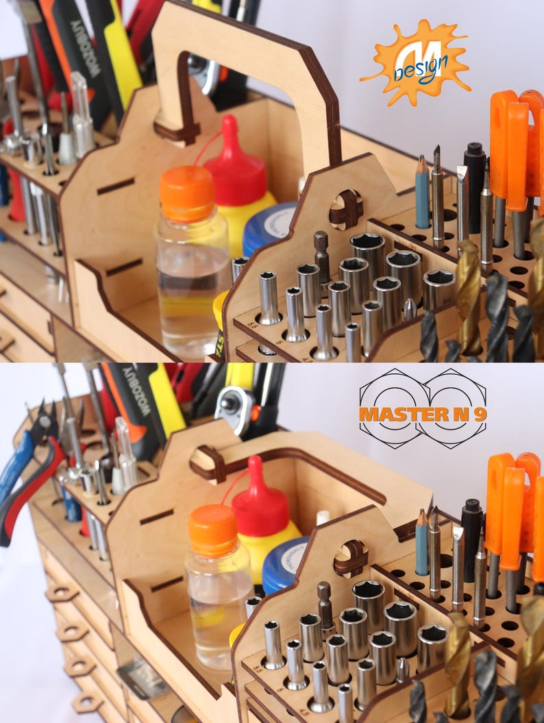 Tool Rack Plywood, Tool Storage Rack, Handcrafted Wooden Tool Holder ...