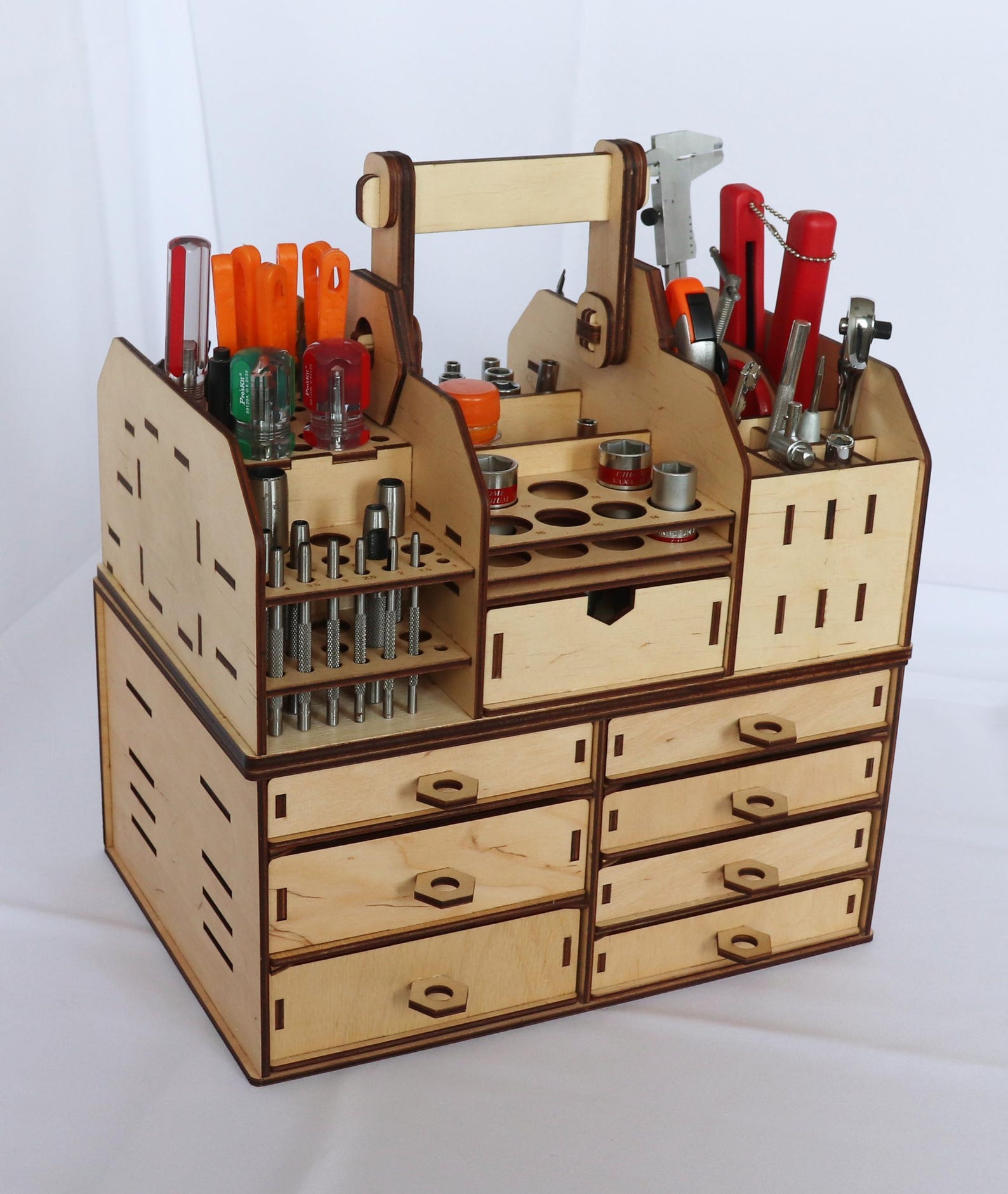 Tool Rack Plywood, Tool Storage Rack, Handcrafted Wooden Tool Holder ...