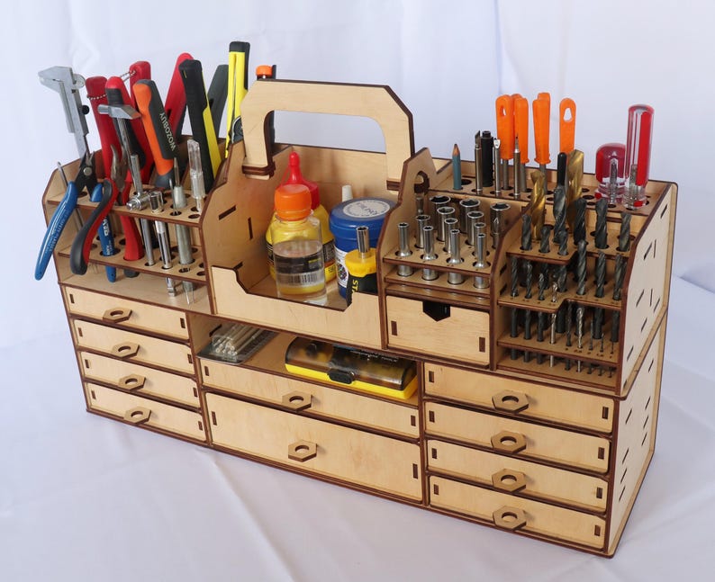 Tool Rack Plywood, Tool Storage Rack, Handcrafted Wooden Tool Holder ...